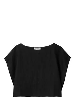 Suzie Kondi Kori Cropped Linen Top - Black