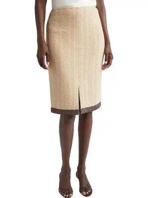 St. John Basket Texture Knit Skirt - Flax