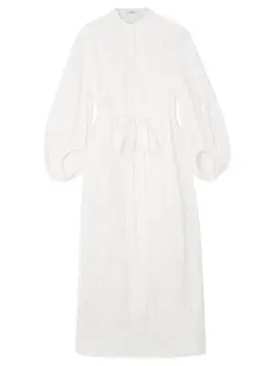 Erdem Belted Cotton-lace Midi Shirt Dress - Ivory