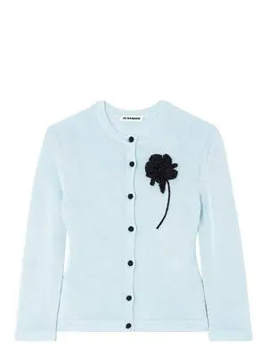 JIL SANDER Appliquéd Knitted Cardigan - Blue