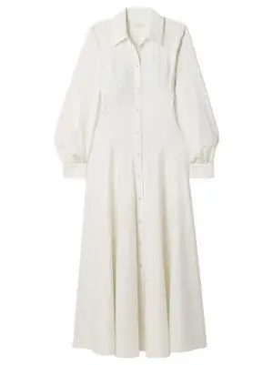 DIOTIMA Lewis Crocheted Cotton-trimmed Wool Maxi Shirt Dress - Ivory
