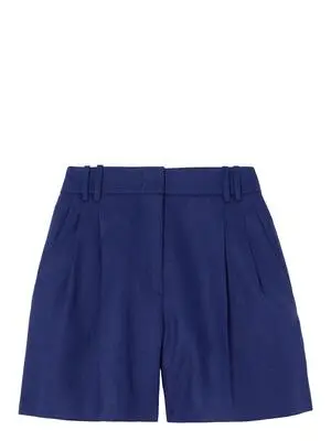 ANOTHER TOMORROW Another Tomorrow Pleated Linen Shorts