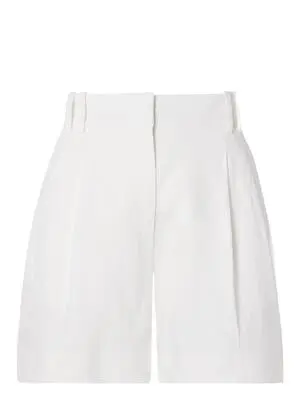 Another Tomorrow Pleated Linen Shorts - White
