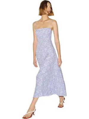 REFORMATION Monette Sleeveless Square Neck Midi Dress - Blue