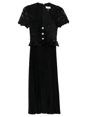 NISSA Lace Panels Maxi Dress - Black