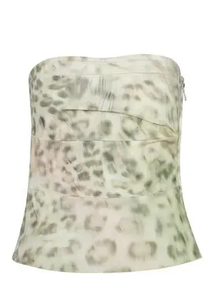 ROTATE BY BIRGER CHRISTENSEN Printed Denim Top - Neutrals