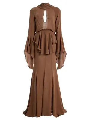 HARITHAND Hutton Ruffled Silk-Georgette Maxi Dress