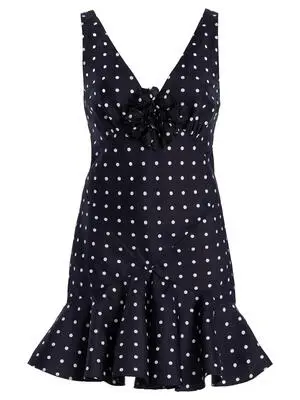 RODARTE Flower-detailed Polka-dot Mini Dress - Black
