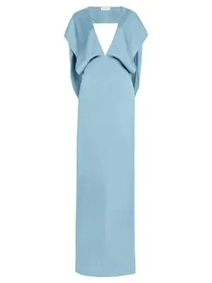 Stella McCartney Satin V-neck Gown - Blue
