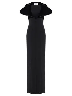 HARITHAND Capucine Velour-trimmed Gown - Black