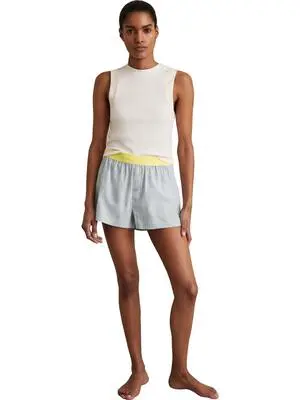 REISS Kiera Linen-blend Boxer Shorts - Blue