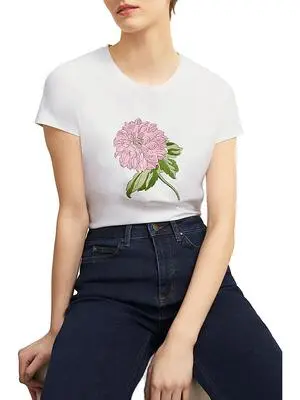 HOBBS LONDON Pixie Embroidered Tee - White Pink