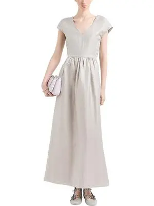 Emporio Armani Shiny Linen Maxi Dress - Tan