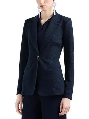 Emporio Armani Textured Jacquard Jersey Knit Blazer - Multi