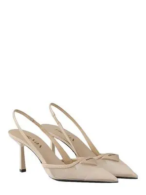 Prada Mesh Slingback Pumps - Neutral