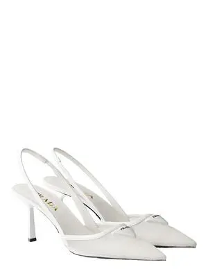 Prada Mesh Slingback Pumps - White