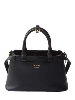Prada Small Leather Handbag With Double Belt - Black