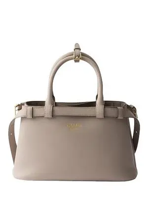 Prada Small Leather Handbag With Double Belt - Grey