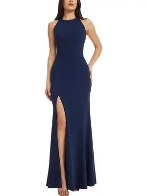 Dress The Population Paige Halter Gown - Navy
