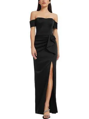 Dress The Population Gabrielle Off-the-shoulder Gown - Black
