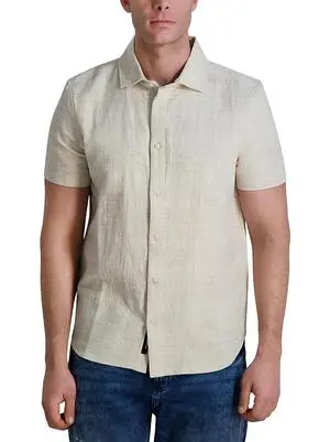 Karl Lagerfeld Paris Textured Short Sleeve Woven Shirt - Natural