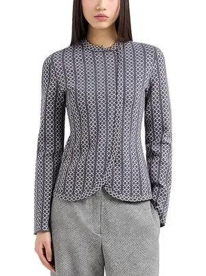 Emporio Armani Geo Pattern Jacquard Jersey Knit Jacket - Grey/pink