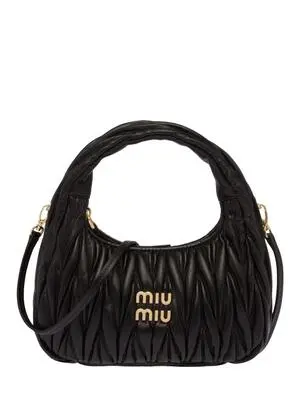 Miu Miu Matelassé Nappa Leather Handbag - Black