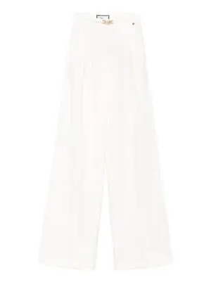 NISSA Pleated Wide Leg Trousers - White