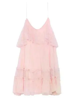 NISSA Lace Mini Dress - Pink