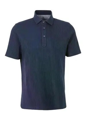 Brunello Cucinelli Ribbed-knit Polo Shirt - Blue