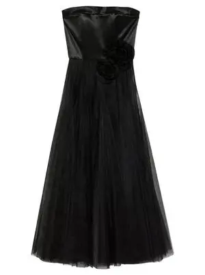 PARLOR Floral-appliqué Gown - Black