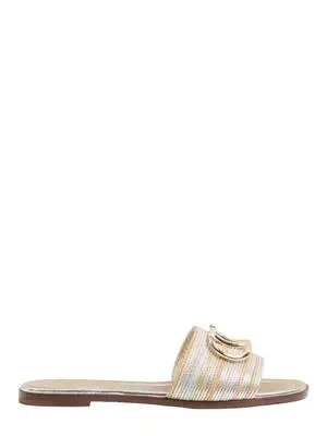 Valentino Garavani Logo Plaque Flat Sandals - Silver