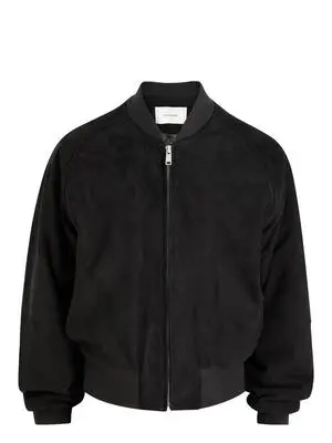 ENTIRE STUDIOS Raglan Padded Suede Bomber Jacket - Black