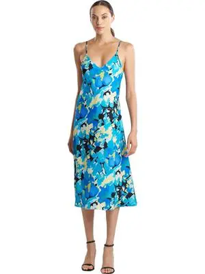 Natori Floral Print Slip Dress - Blue