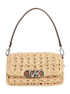 Michael Kors Handbag In Natural Raffia And Textile Fibers - Beige