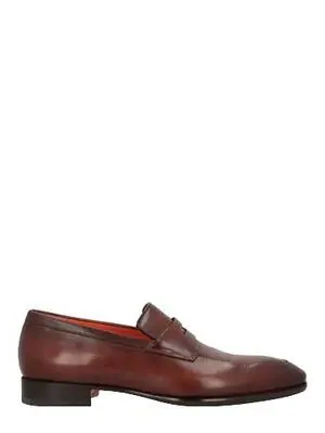 Santoni SANTONI Leather Penny Loafers Brown