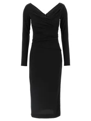 Dolce & Gabbana Draped Midi Dress - Black