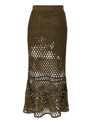 Pinko Crispo' Crochet Midi Skirt - Green