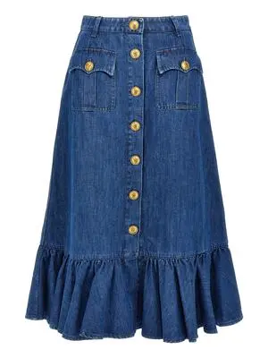VALENTINO VALENTINO GARAVANI Denim Midi Skirt