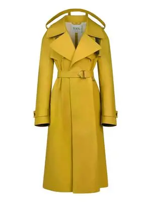 TOD'S Belted Double-breasted Trench Coat - Yellow