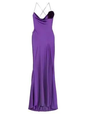 PARLOR Floral-appliqué Maxi Dress - Purple