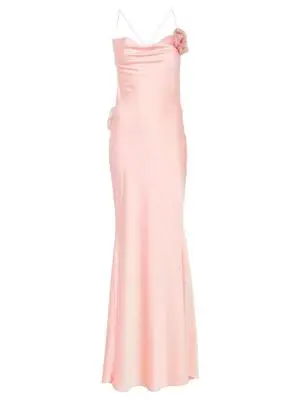 PARLOR Floral-appliqué Maxi Dress - Pink