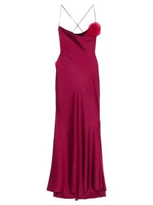 PARLOR Floral-appliqué Maxi Dress - Red
