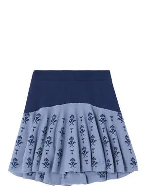 CONNER IVES Two-tone Jacquard-knit Mini Skirt - Blue