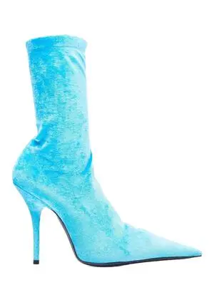 Balenciaga Velvet Ankle Boots - Blue