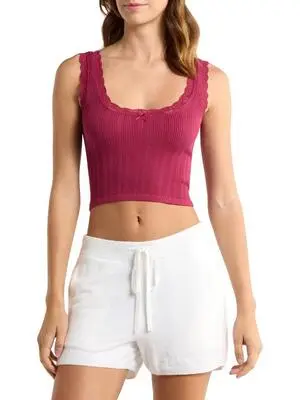 FLORENCE BY MILLS Florence By Mills Lace Trim Crop Tank Bing Cherry