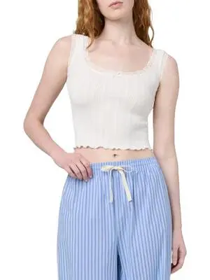 FLORENCE BY MILLS Lace Trim Crop Tank - Jet Stream