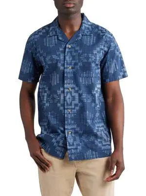 Pendleton Geo Pattern Cotton Camp Shirt - Harding Navy
