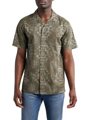 Pendleton Geo Pattern Cotton Camp Shirt - Harding Olive