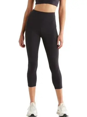 Zella Studio Luxe High Waist Pocket Crop Leggings - Black